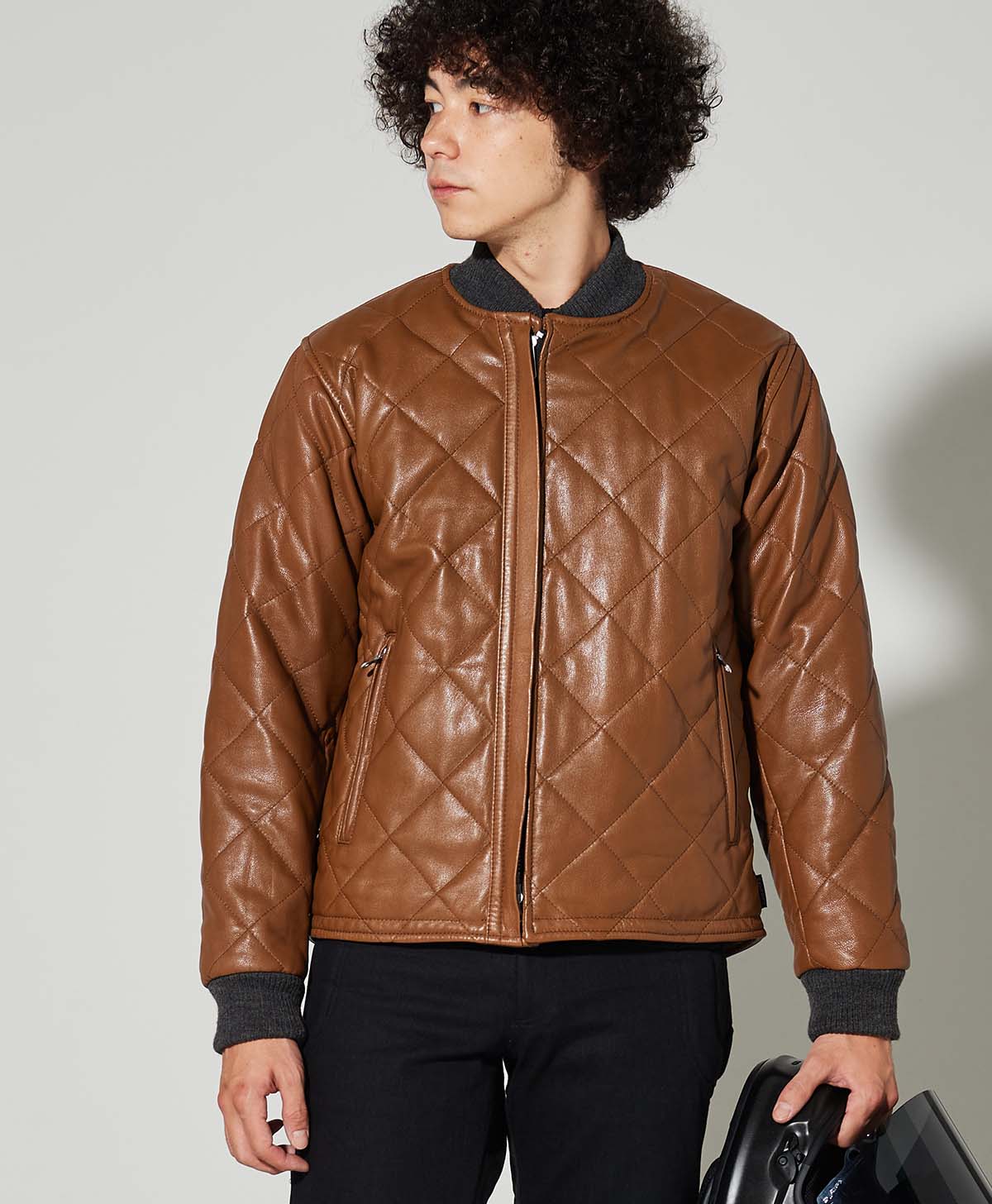 Leather jacket diamond quilted leather blouson | Kadoya official online ...